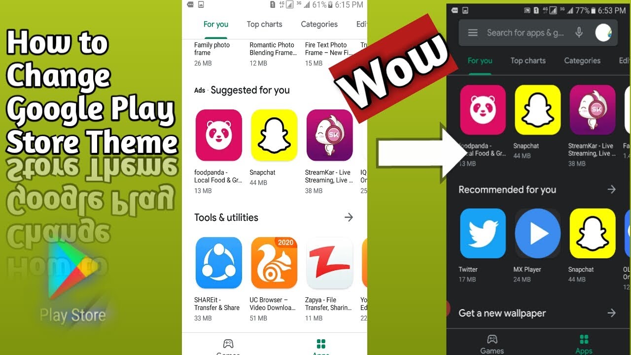 How to change Google Play Store Theme - YouTube