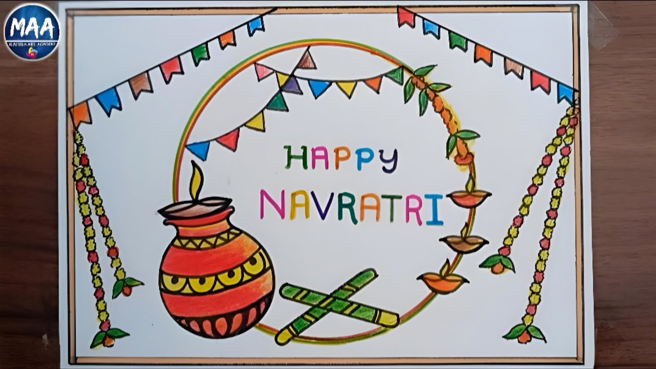Navratri Drawing Easy | Navratri garba drawing easy | Navratri special ...