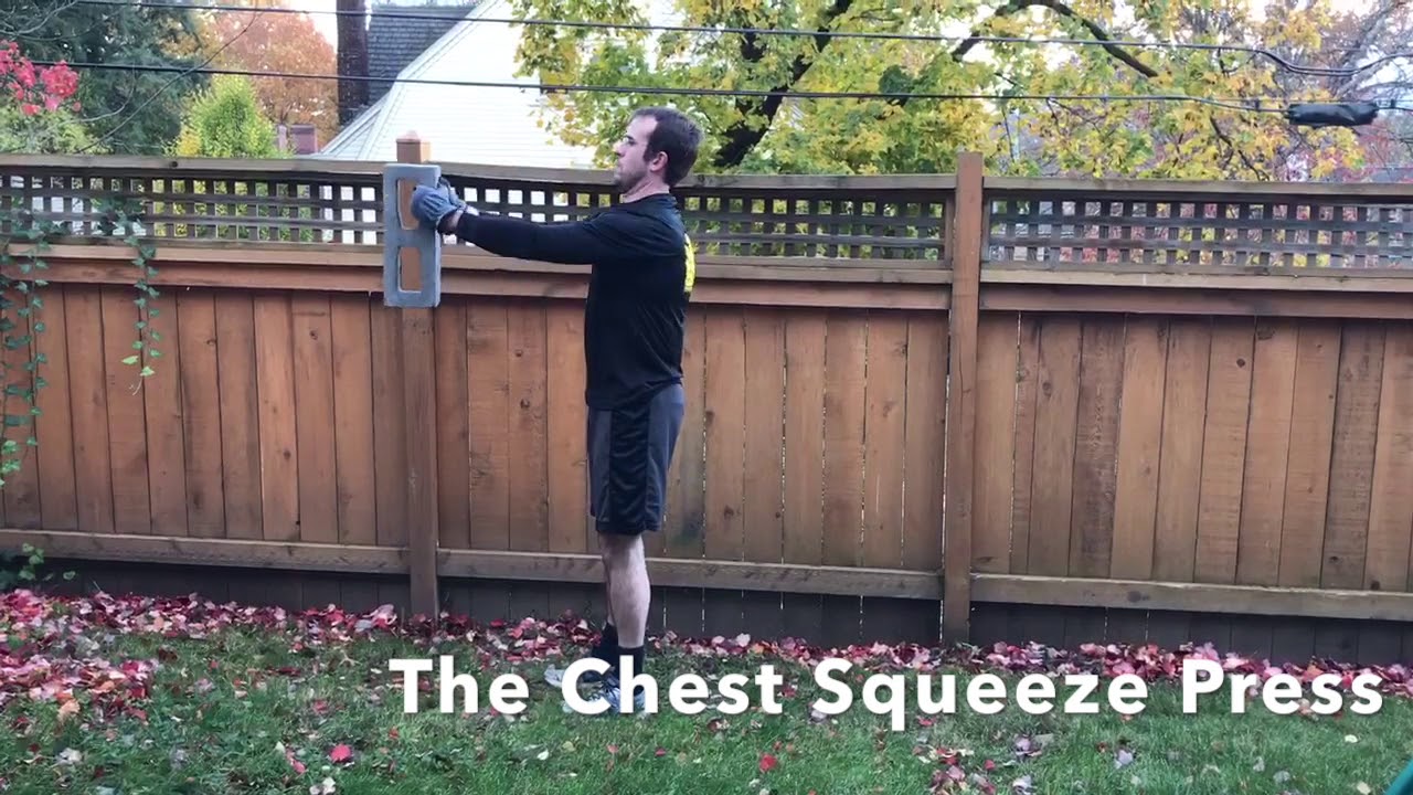 Cinder Block Exercises - The Chest Squeeze Press - YouTube