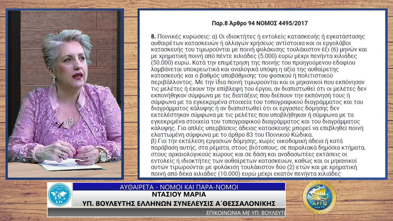ΜΑΡΙΑ ΝΤΑΣΙΟΥ: ΑΥΘΑΙΡΕΤΑ ΝΟΜΟΙ ΚΑΙ ΠΑΡΑ-ΝΟΜΟΙ - YouTube
