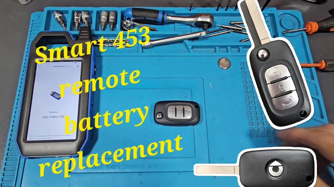 Smart 453 remote key battery replacement - YouTube