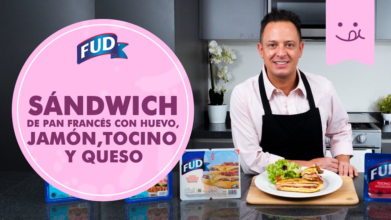 SÁNDWICH de PAN FRANCÉS con HUEVO, TOCINO, JAMÓN y QUESO I SABORES FUD ...