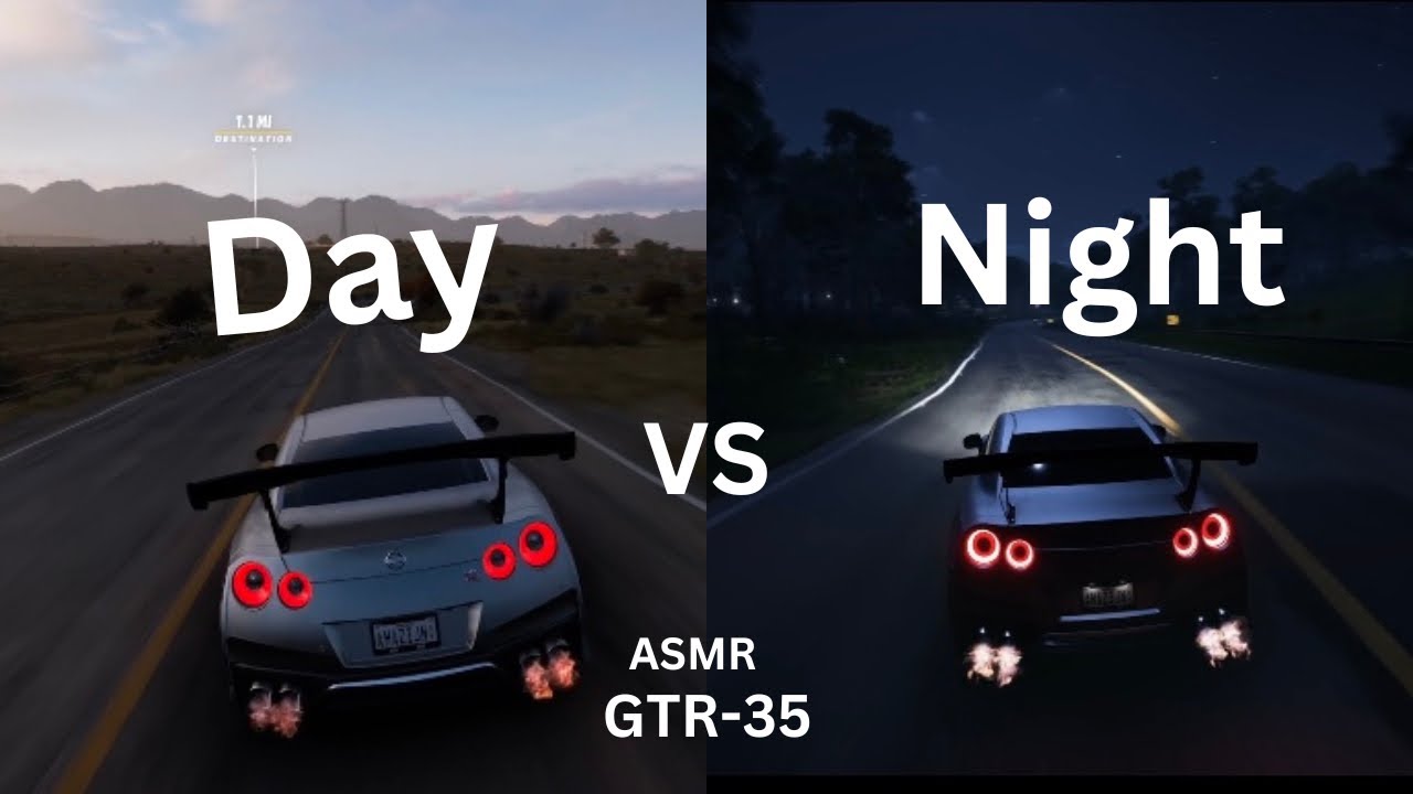 ASMR Nissan GTR R35: Night vs Day Drive | Relaxing Engine Sounds - YouTube