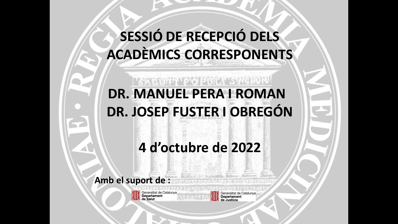 SESSIÓ RECEPCIÓ ACADEMIC ELECTE Dr. Alvar Agustí - YouTube