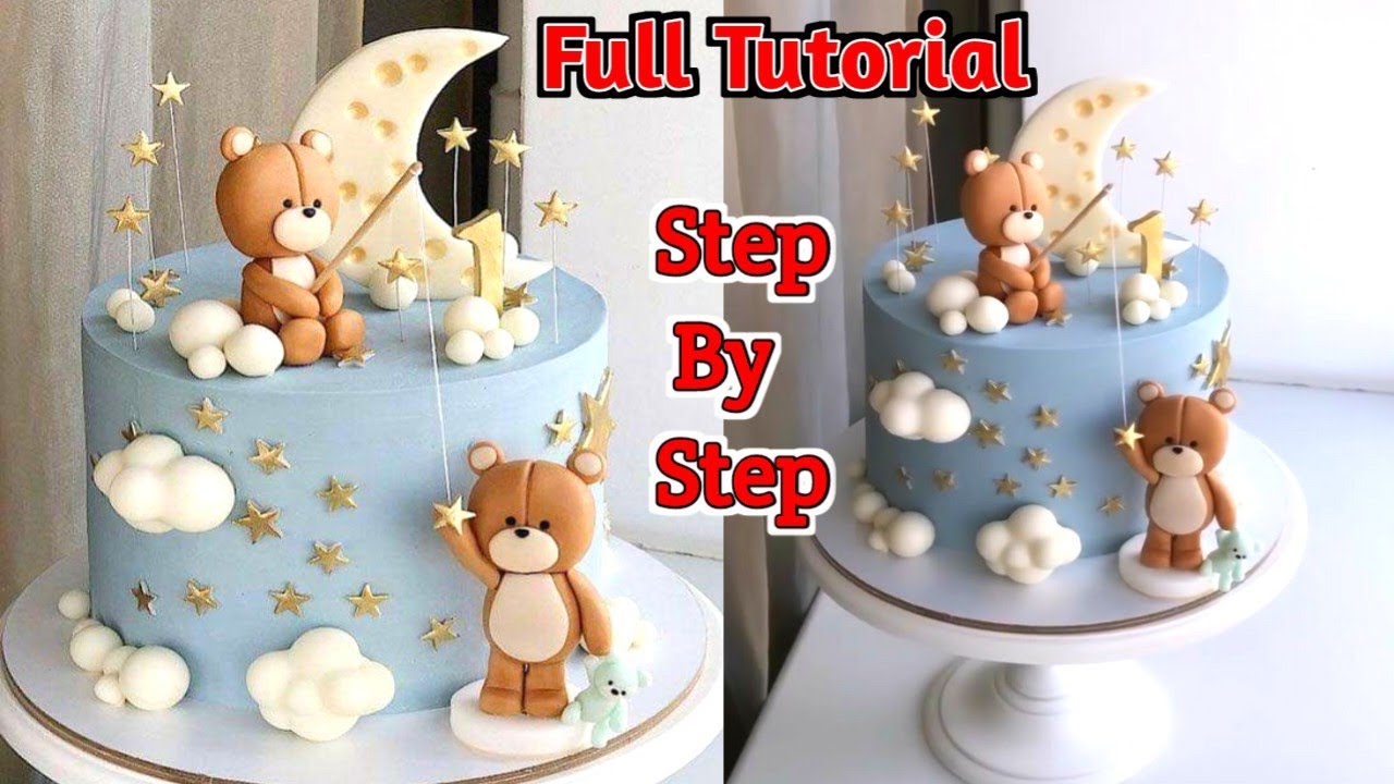 Teddy First Birthday Cake | Teddy Bear And Moon Theme Cake Ideas 🧸 #teddycake - YouTube