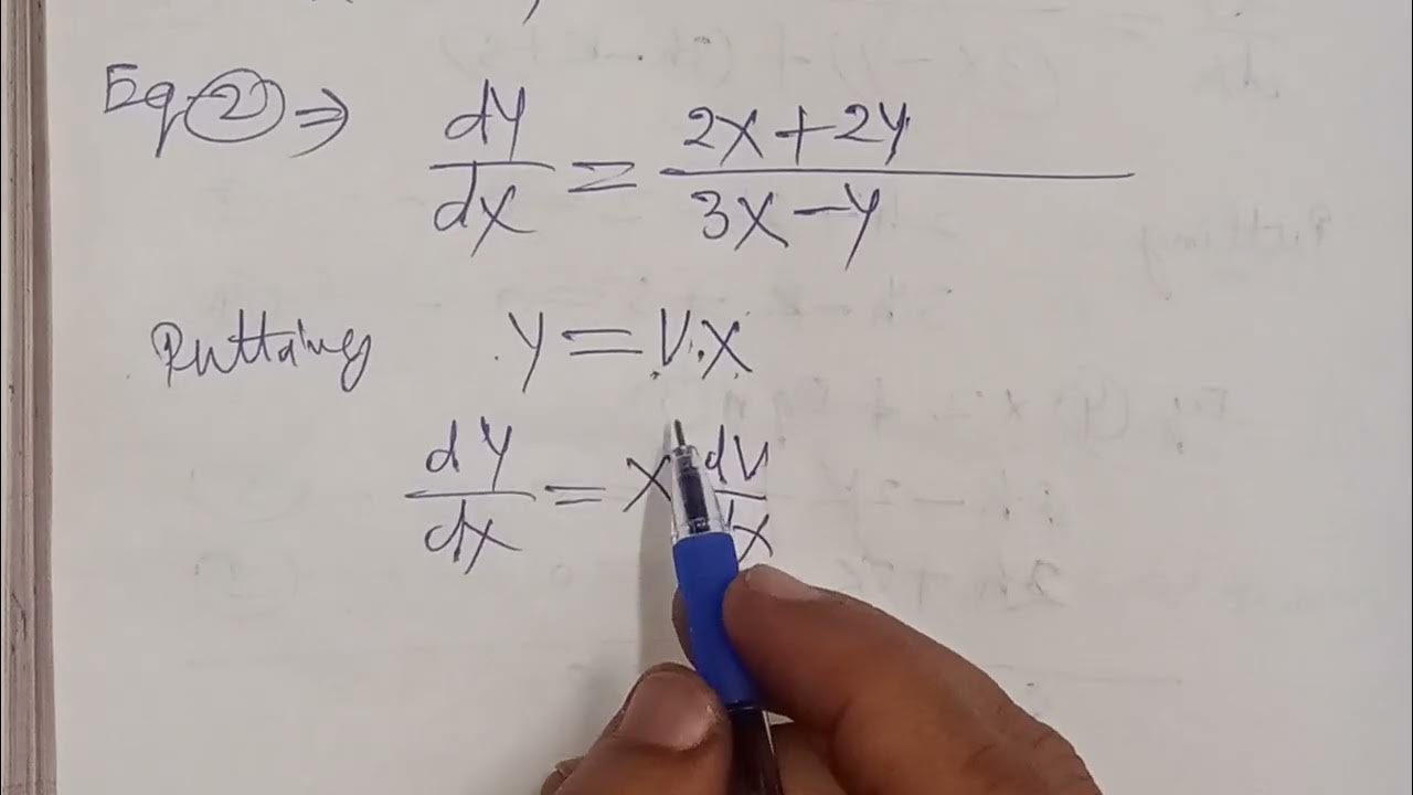 Solve dy/dx=(2x+2y-2)/(3x-y+5) - YouTube