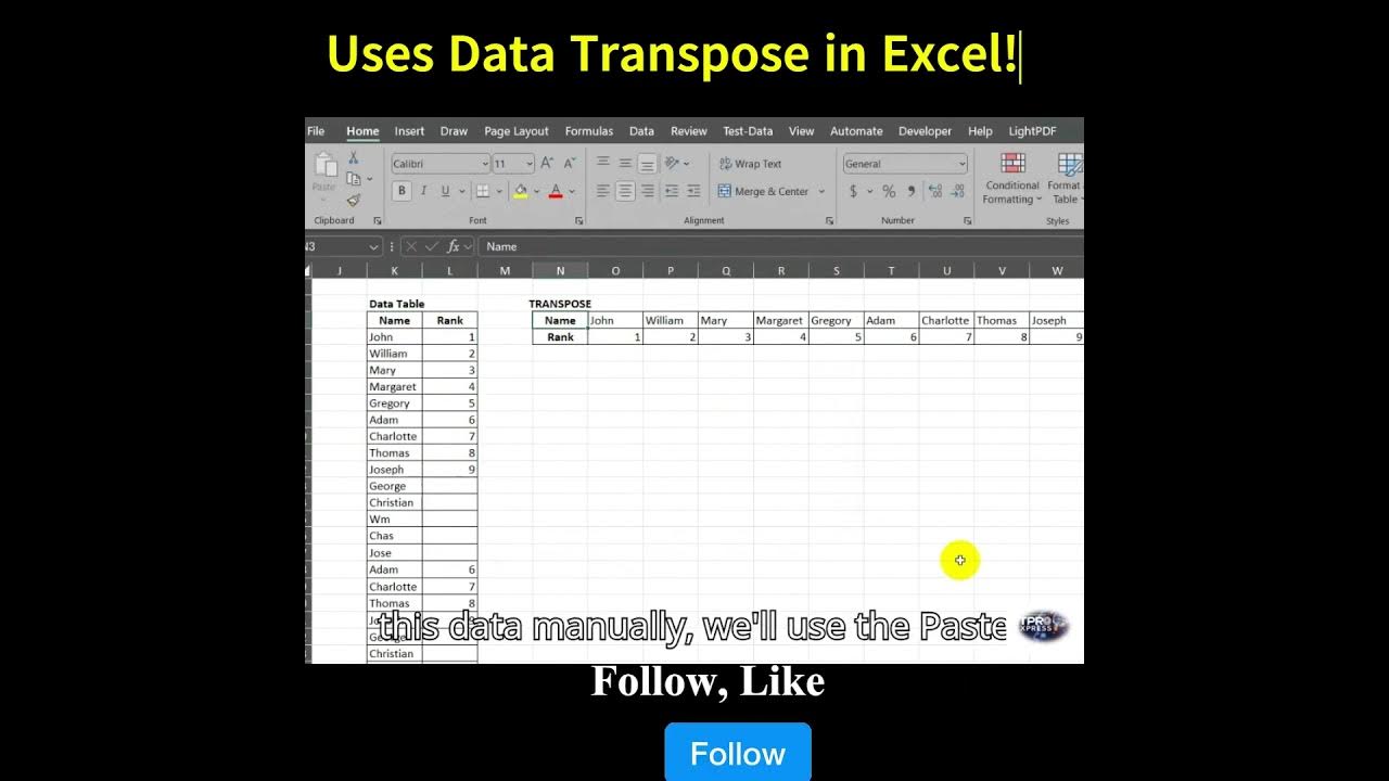 Uses Data Transpose in Excel! - YouTube