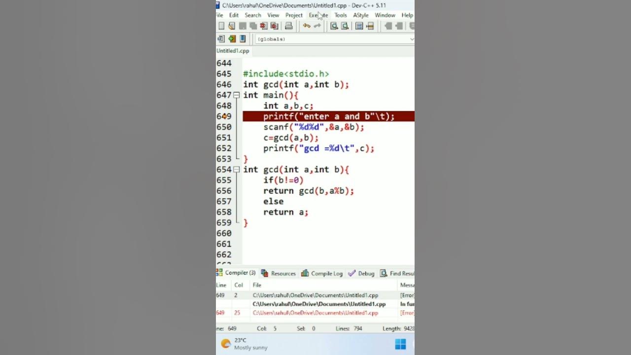 Wap To Find Gcd Using Recursion In C Codingshorts Cprogramming Youtubeshorts Viral Tranding