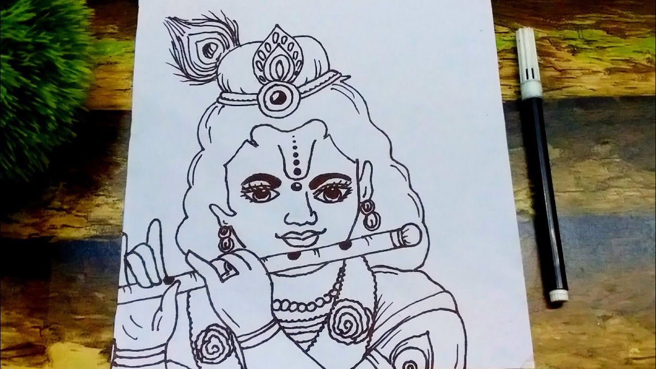 Lord Krishna Drawing Easy / Shree Krishna Thakur Drawing For Begginers ...