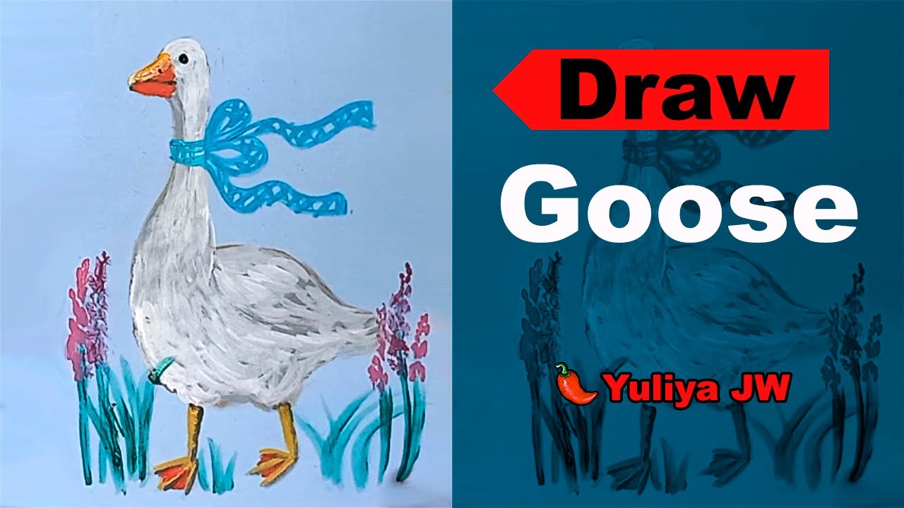 🦆 how to draw goose step by step - YouTube