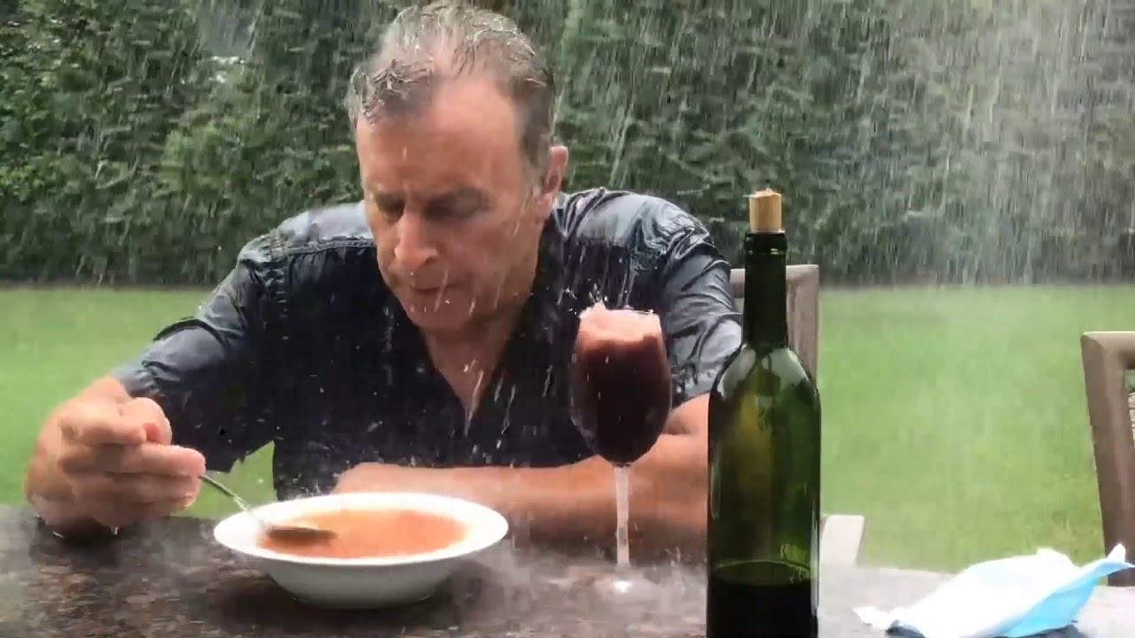 Sad man dining in the rain - YouTube