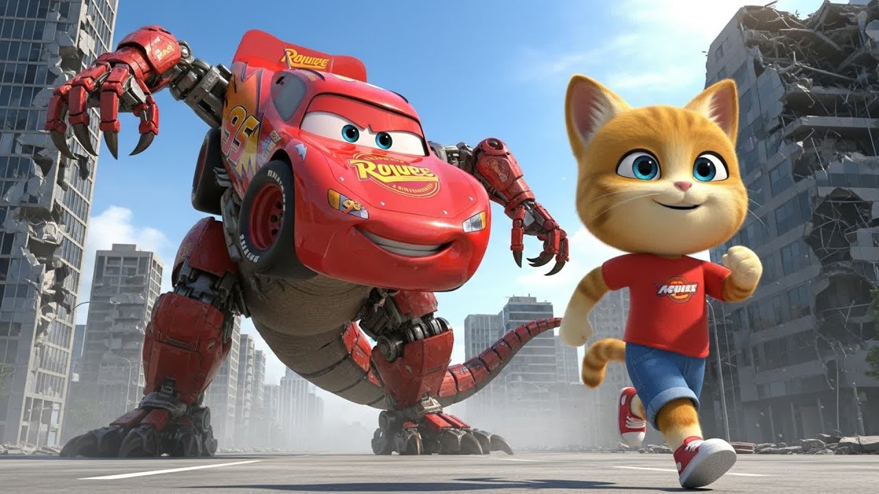 McQueen Transforms into a T Rex Monster! CAT's Epic Rescue Mission 🚗 ️🦖 ...