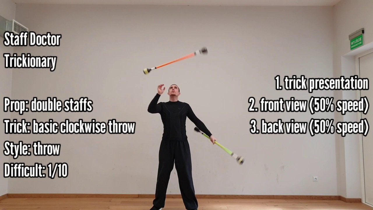 Double staffs tutorial - basic clockwise throw - YouTube