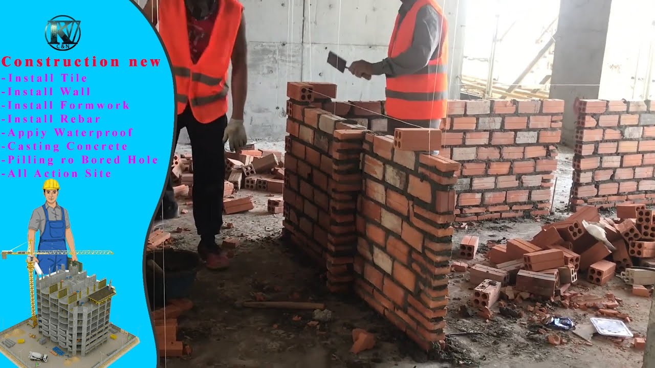 Installation Brick Wall 100 of Floor Building Construction - YouTube