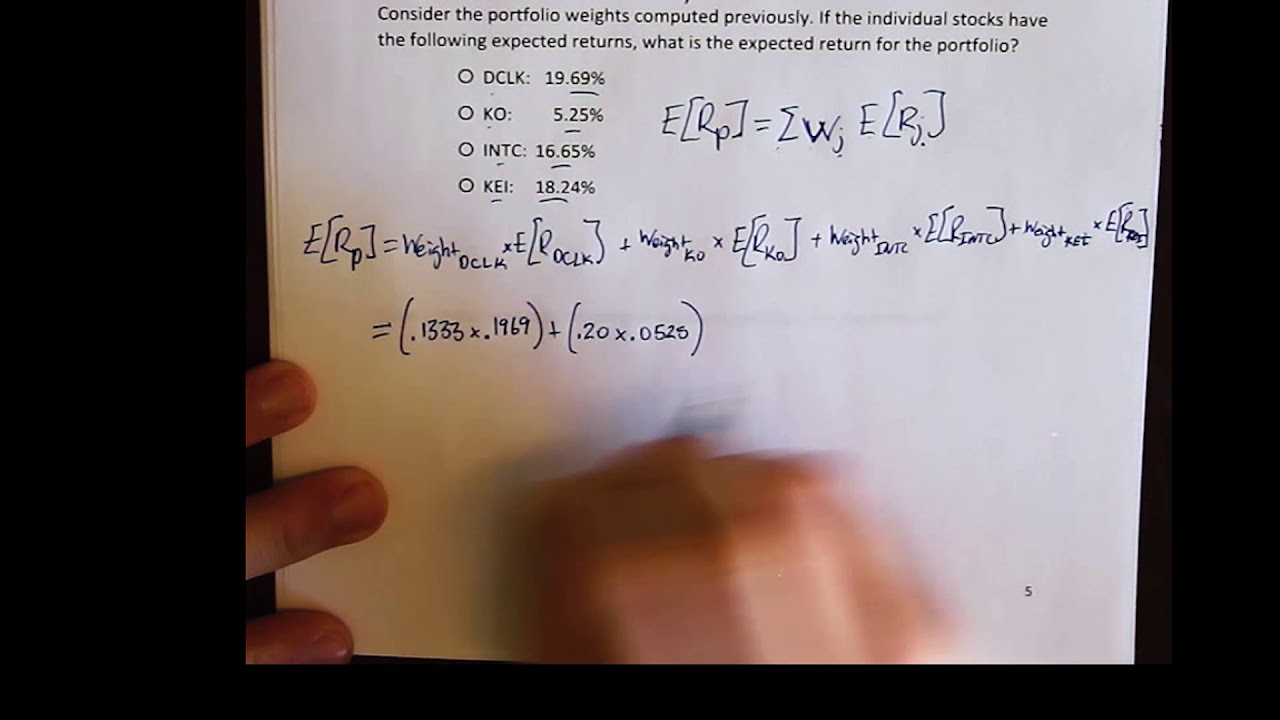 Chapter 13 Examples - Portfolio Expected Return (Weighted Average ...