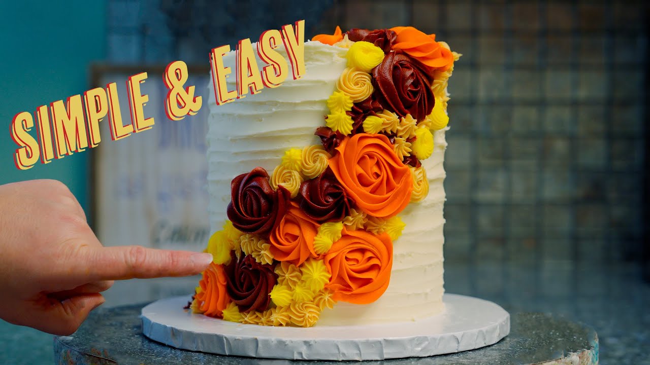 Another Simple and Easy Thanksgiving Cake | Fall Cake Decorating - YouTube