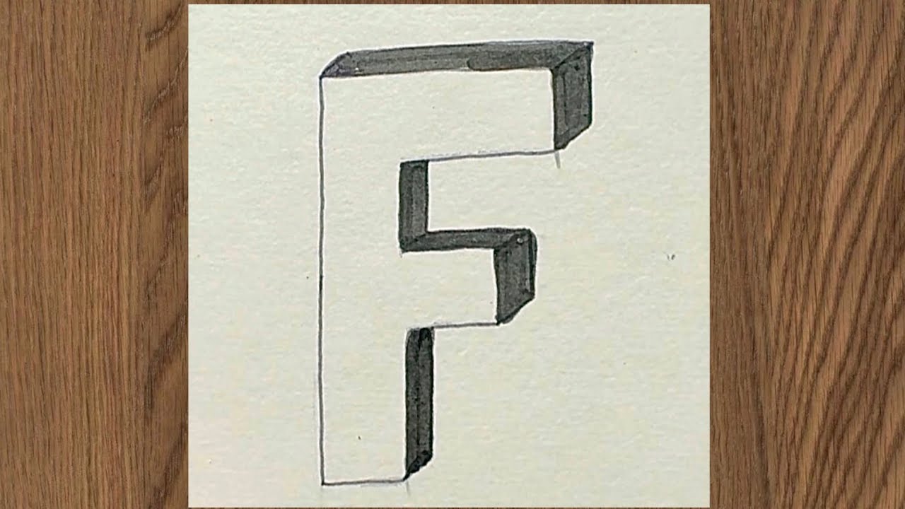 How to write 3d letter F ||easy drawing for beginners ||3d drawing ...