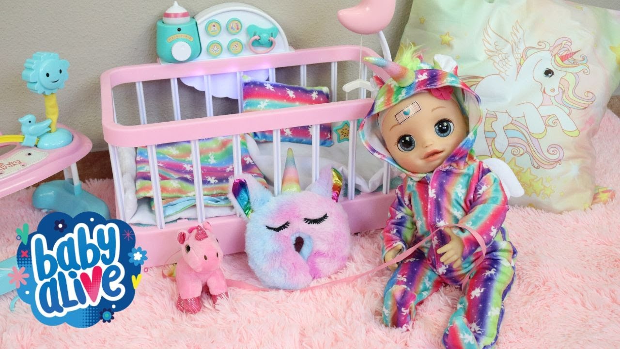BABY ALIVE BEBÊ LAURINHA Na Rotina Noturna Quarto de Unicórnio/ Baby ...