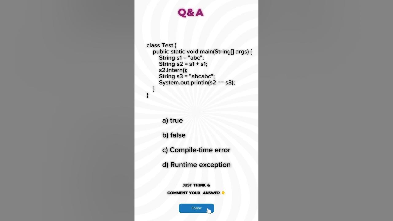 Just Think And Comment Your Answer 😎 Codingquiz Java Javaprogramming Codingchallange