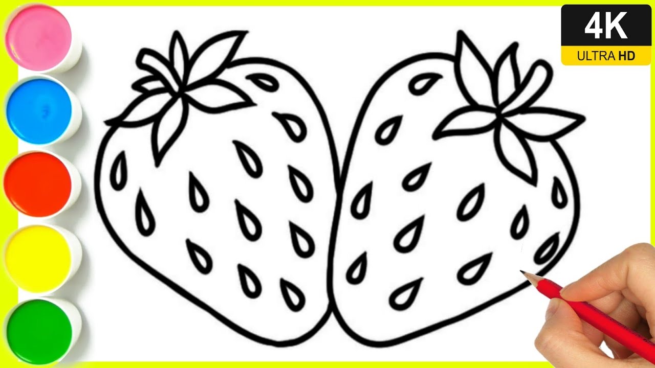 How to draw strawberry drawing || easy strawberry fruits drawing ...