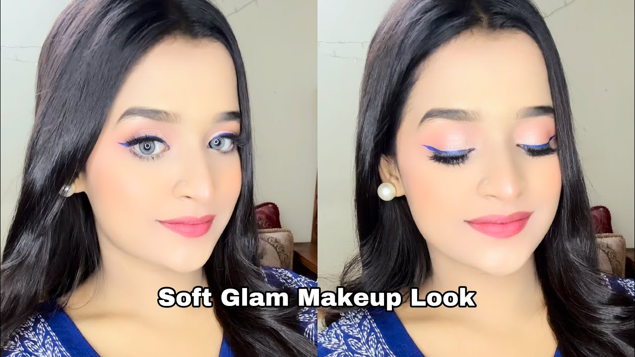 Let's talk about the viral "Lens Hack" | Soft Glam Makeup | Blue Eyeliner Eyemakeup - YouTube