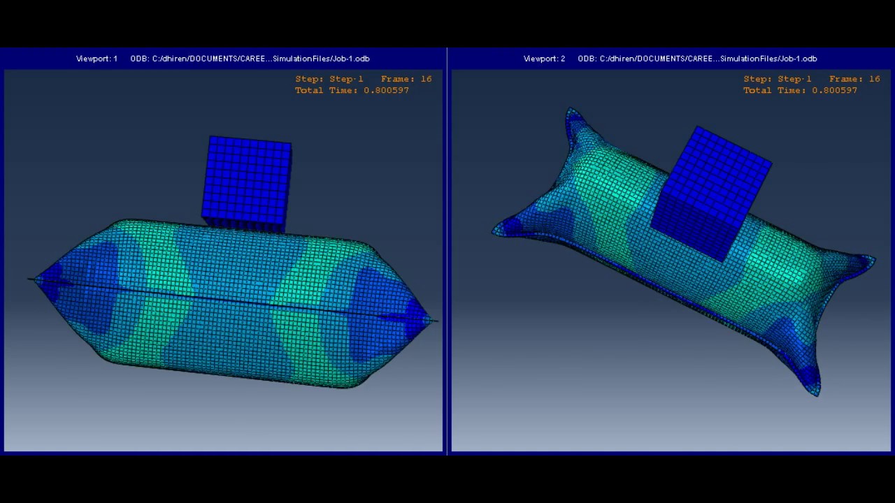 Cube on inflatable bag: FEA using abaqus - YouTube