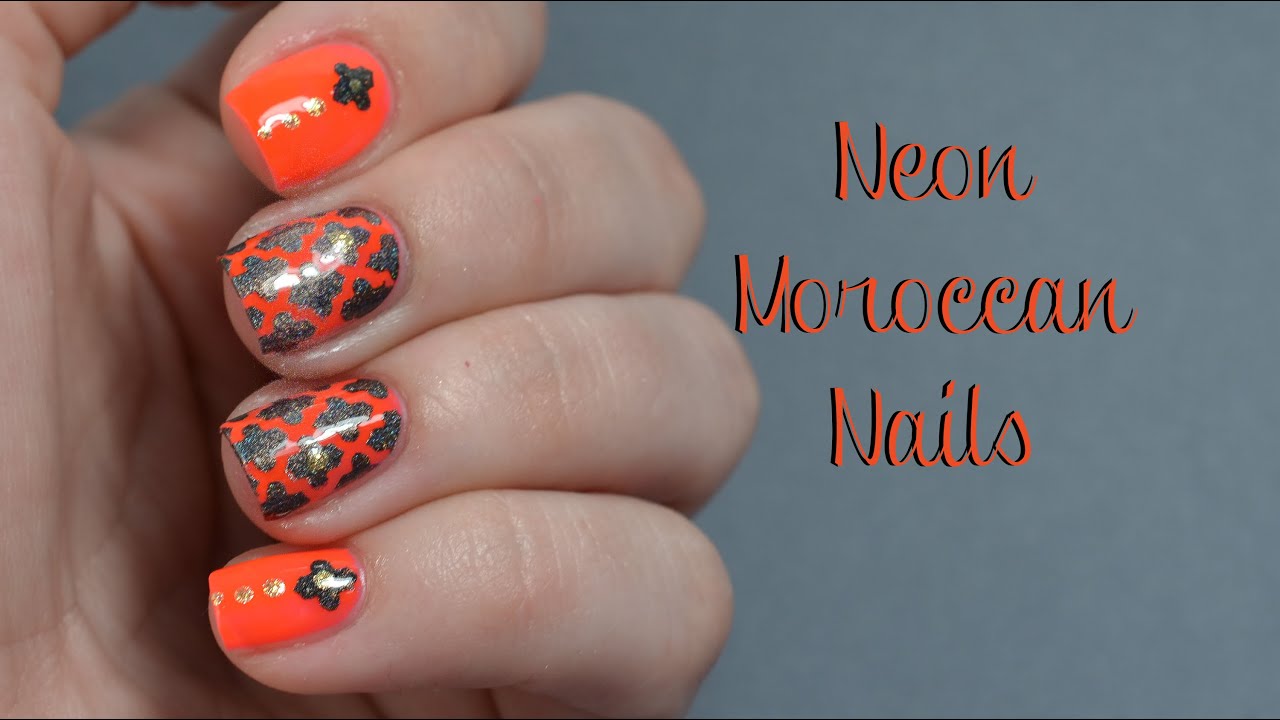 Neon Moroccan Nail Art Tutorial - YouTube