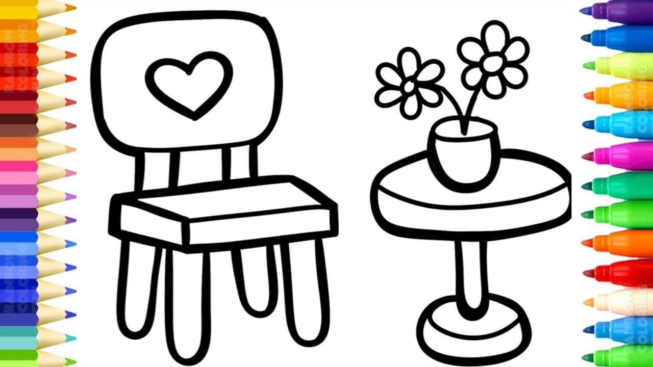 how to draw table and chair drawing for kids toddler draw paint ...