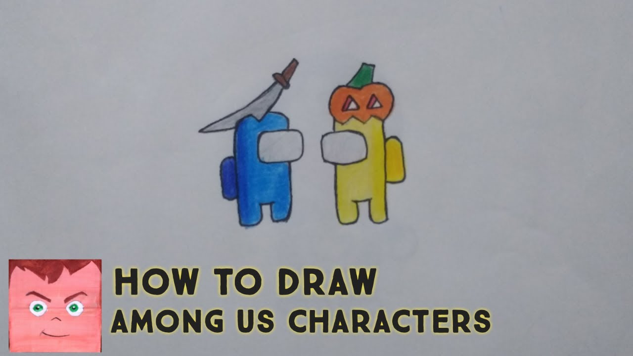 How to draw Among us characters || Blue and yellow crewmates || Easy ...