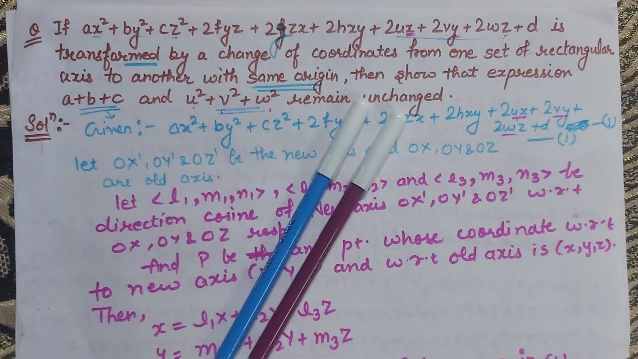 Invariant- Transformation of Axes| solid geometry |plan geometry |PU ...