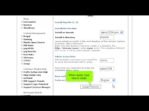 How to install PhpWiki from Fantastico - YouTube