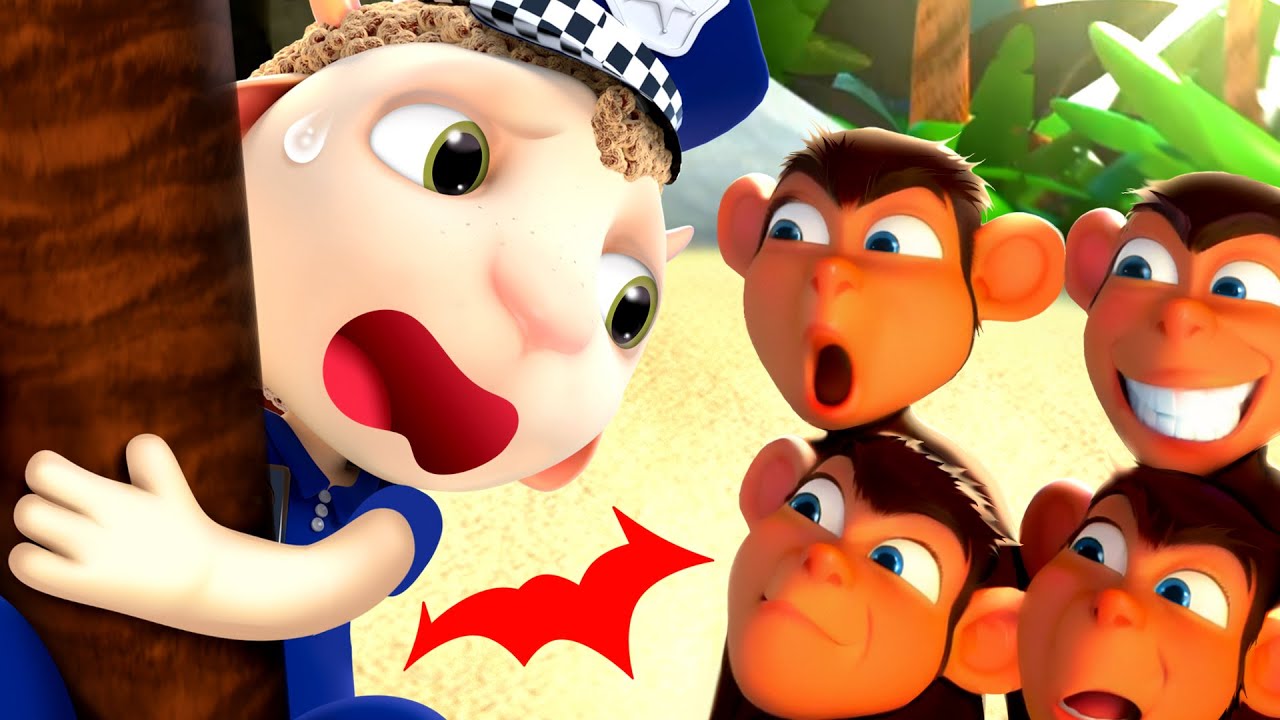 Police Officer Jhonny Runs Away from Monkeys | Funny Cartoon for Kids ...