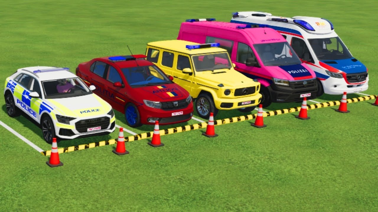 AUDI, DACIA, VOLKSWAGEN POLICE VEHICLES and MERCEDES AMBULANCE ...