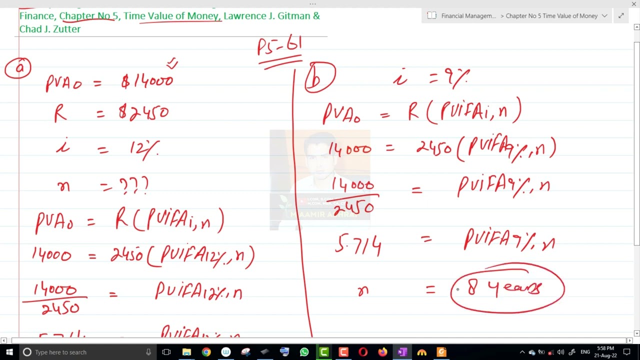 Problem 5-61 | Ch # 5 | Time Value of Money |Time to Repay Installment ...
