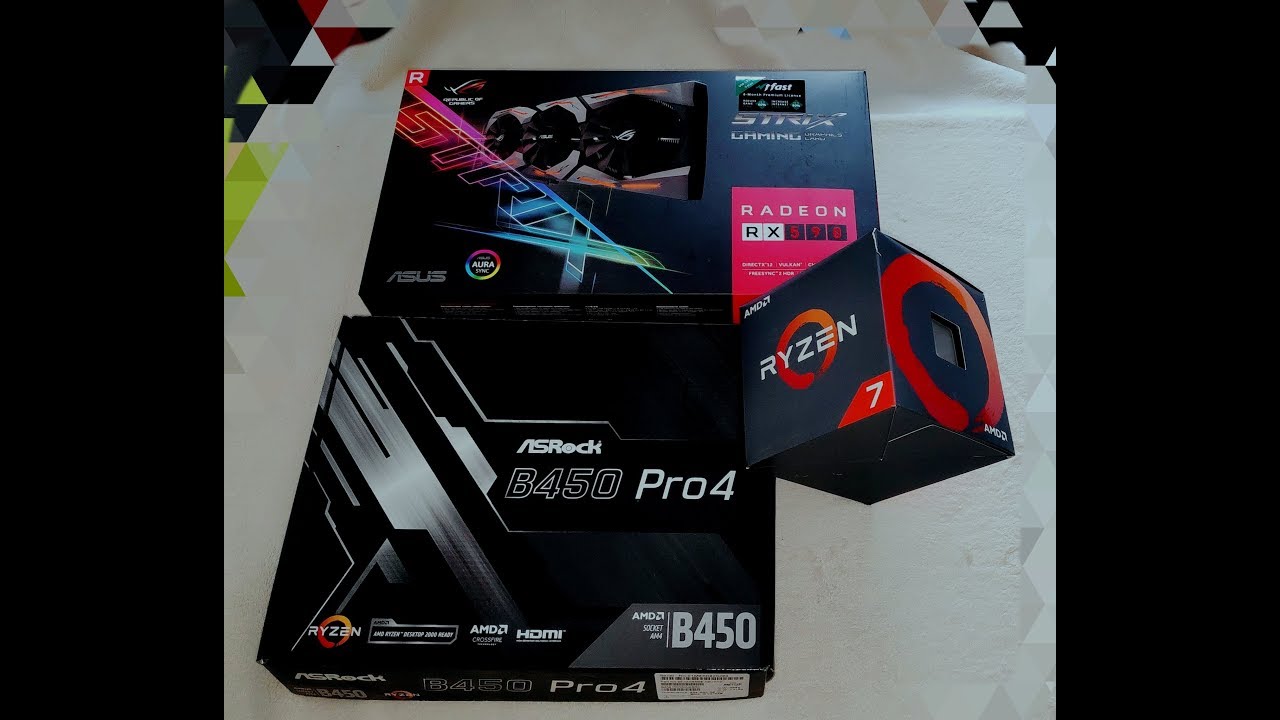 Unboxing AMD Ryzen 7 2700x + Asus Radeon RX 590 Strix Gaming + ASRock ...