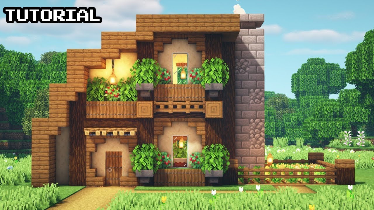 Minecraft : How to build a Cute Survival Farm Wooden House Tutorial 🥗 ...