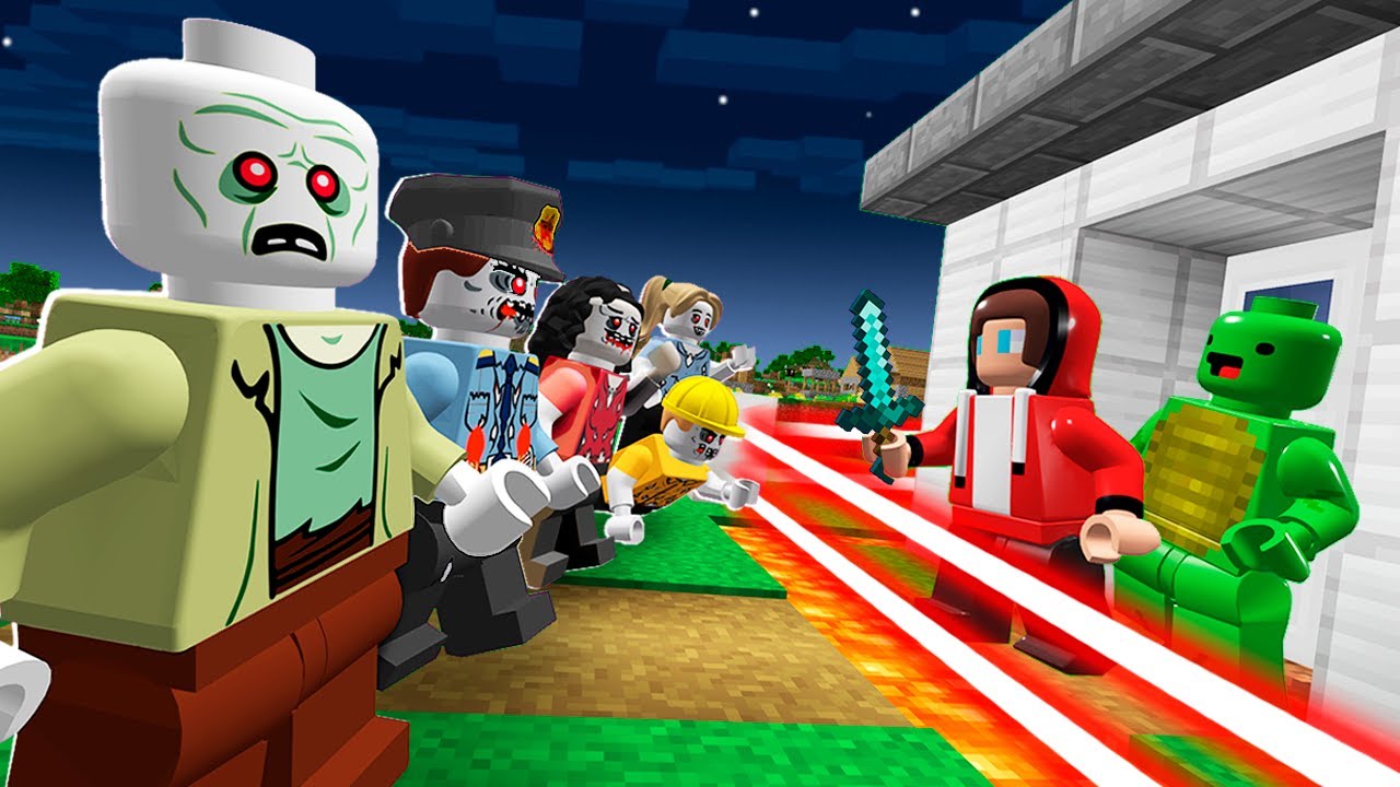 LEGO ZOMBIE ARMY vs JJ and MIKEY Security House in Minecraft - Maizen - YouTube