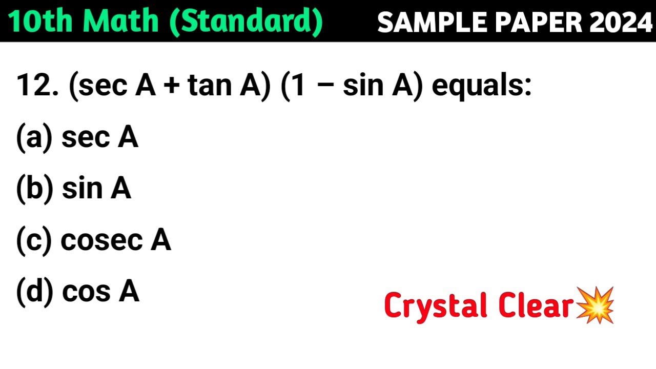  sec A Tan A 1 Sin A Equals YouTube