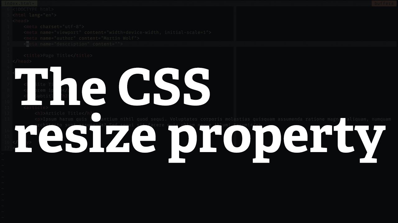 Screencast #33: The CSS resize property - YouTube