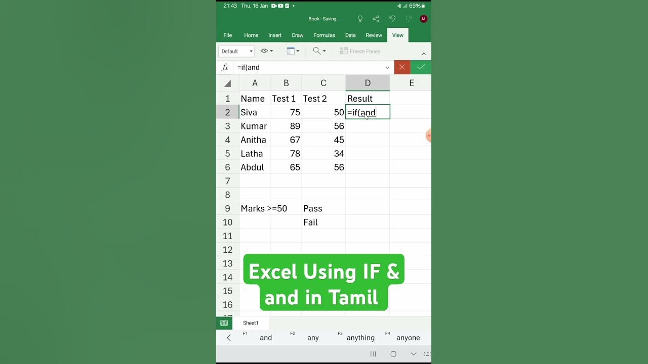 Excel using IF & And in Tamil #excelcourse #exceltricks #excel - YouTube