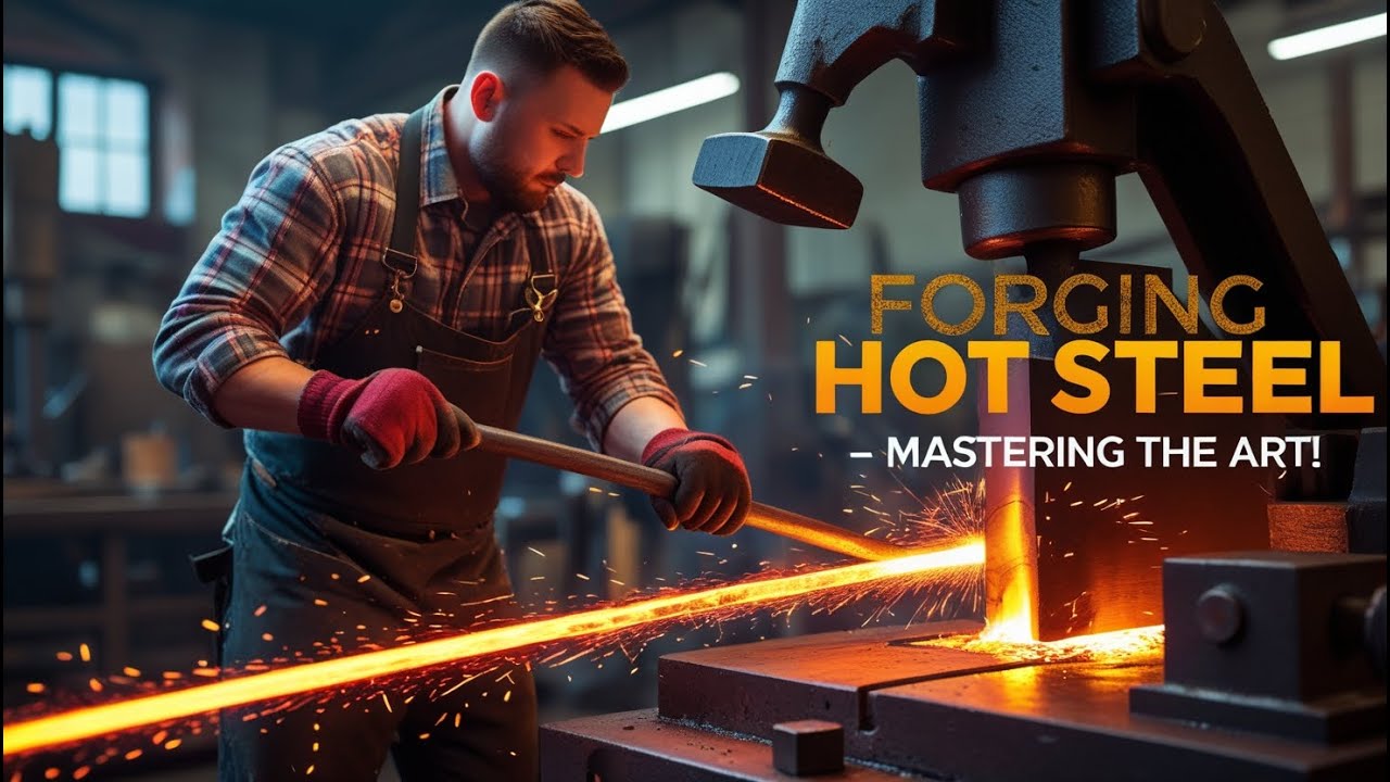 Industrial hot metal forging process, power hammer machine, steel ...