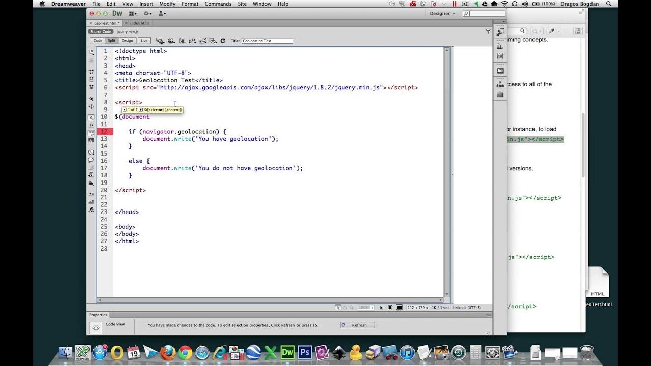 (3/6) Creating a Button to Determine Geolocation Abilities - HTML5 ...