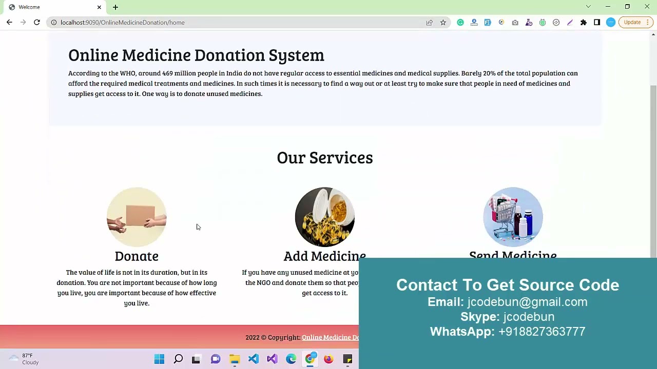 Online Medicine Donation Project In Spring Boot And Hibernate With Source Code And Project 0685