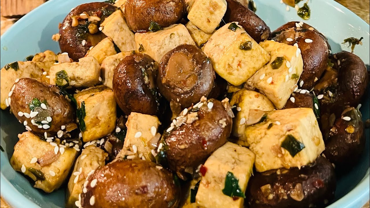 Tofu And Mushroom Stir Fry|Garlic Mushroom And Tofu With Black Rice ...