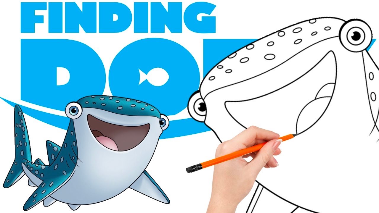 How to draw - Destiny, a nearsighted whale shark - Finding Dory - YouTube