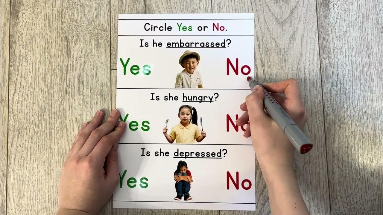 Identifying Feelings and Emotions Yes No Questions Worksheets - YouTube