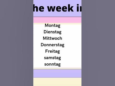 Learn German 20 seconds // Days of the week// wochentage - YouTube
