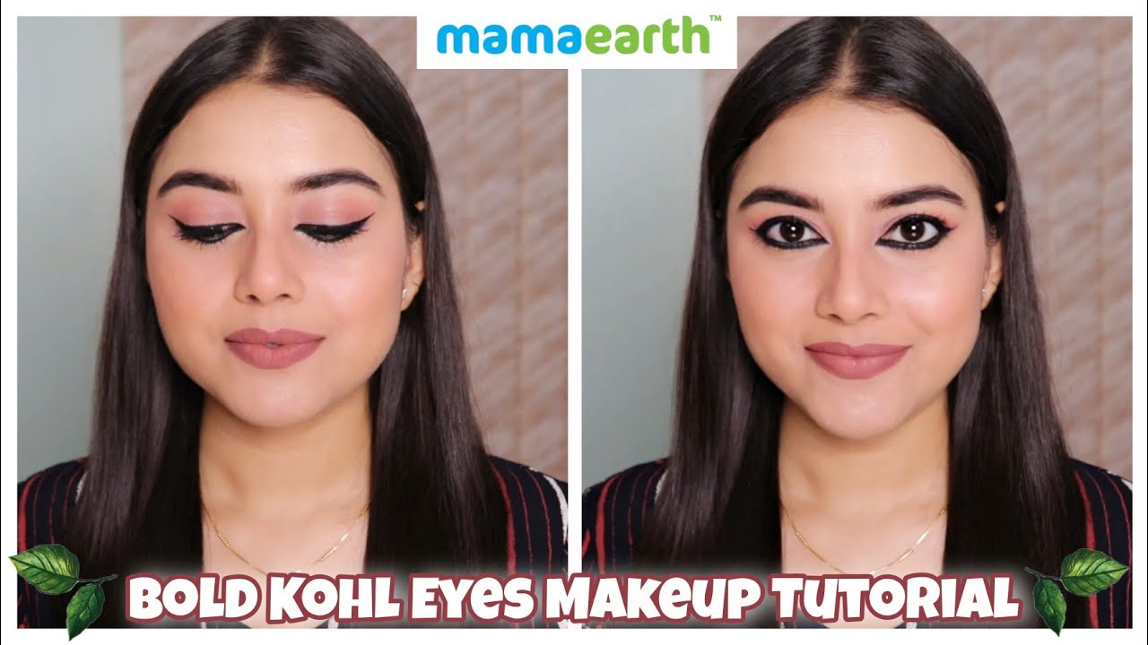 Bold Kohl Eyes + Glowy Skin Makeup Tutorial Ft. @mamaearthindia1509 ...