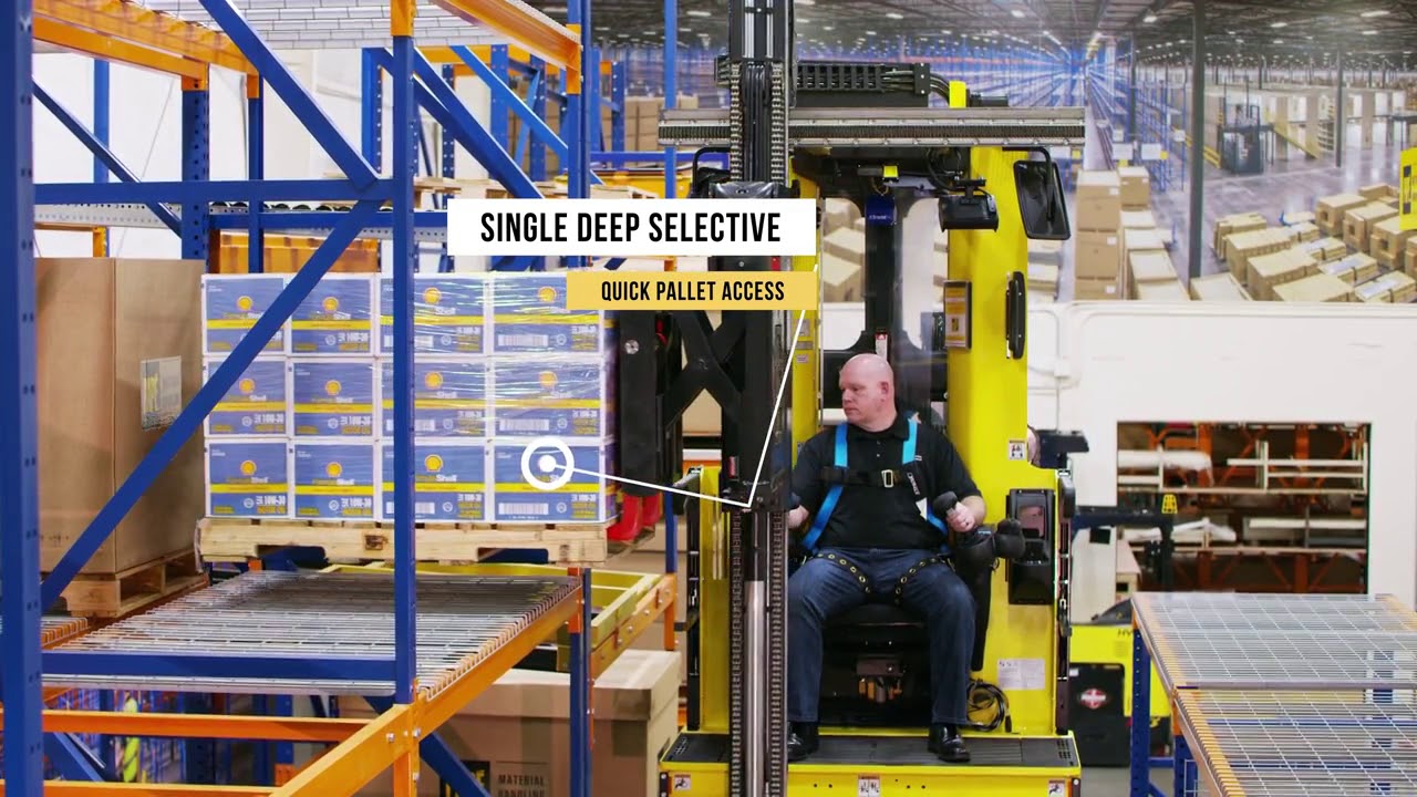 In Action: Hyster Very Narrow Aisle Turret Truck - YouTube