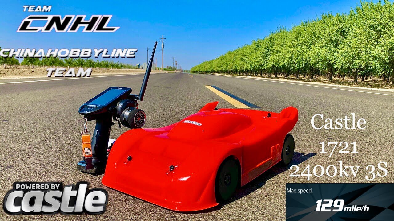 Hobao VTE Castle 1721 2400kv on 3s speed run 129mph - YouTube